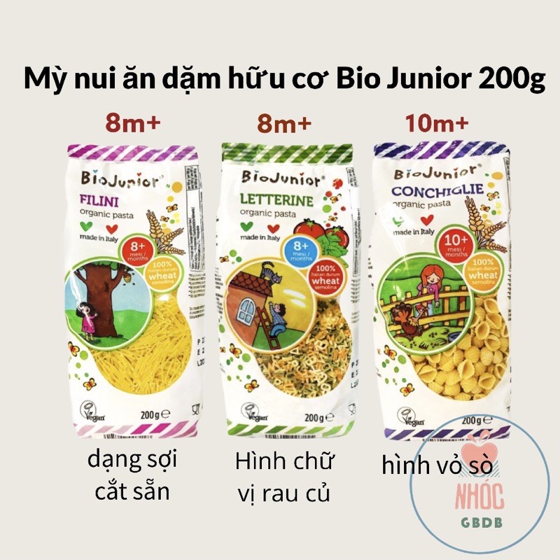 Bio Junior organic vegetable pasta 200g for weaning babies from 8/10m ...