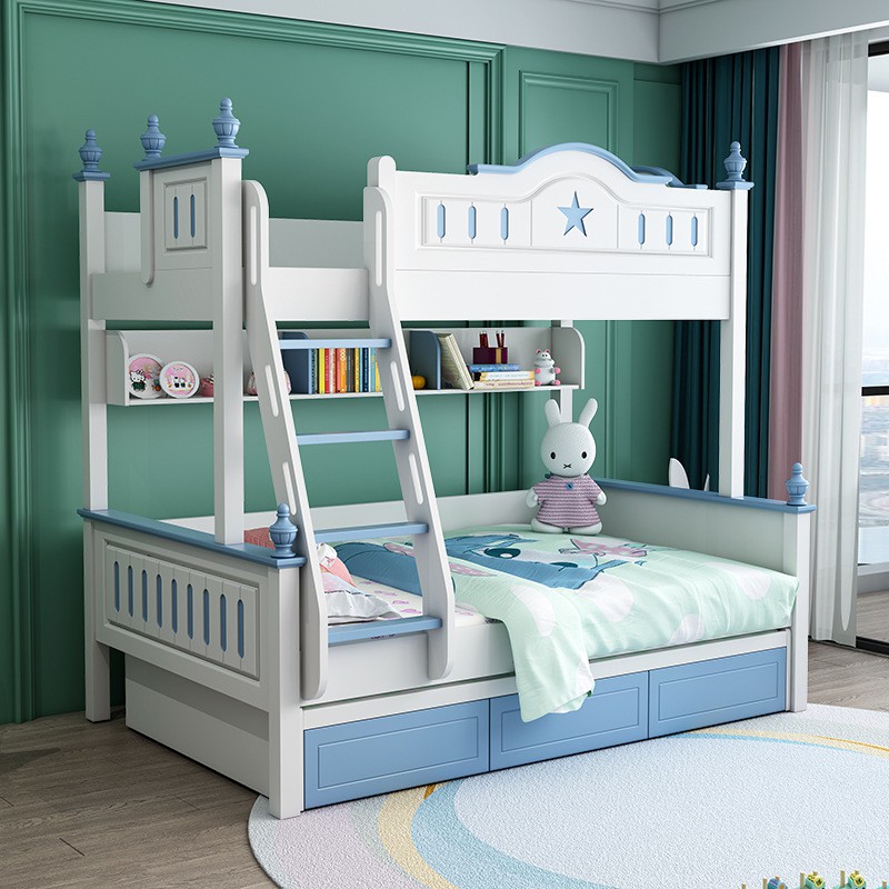 Bunk bed boy girl katil puteri tinggi dan rendah katil kayu solid bunk ...