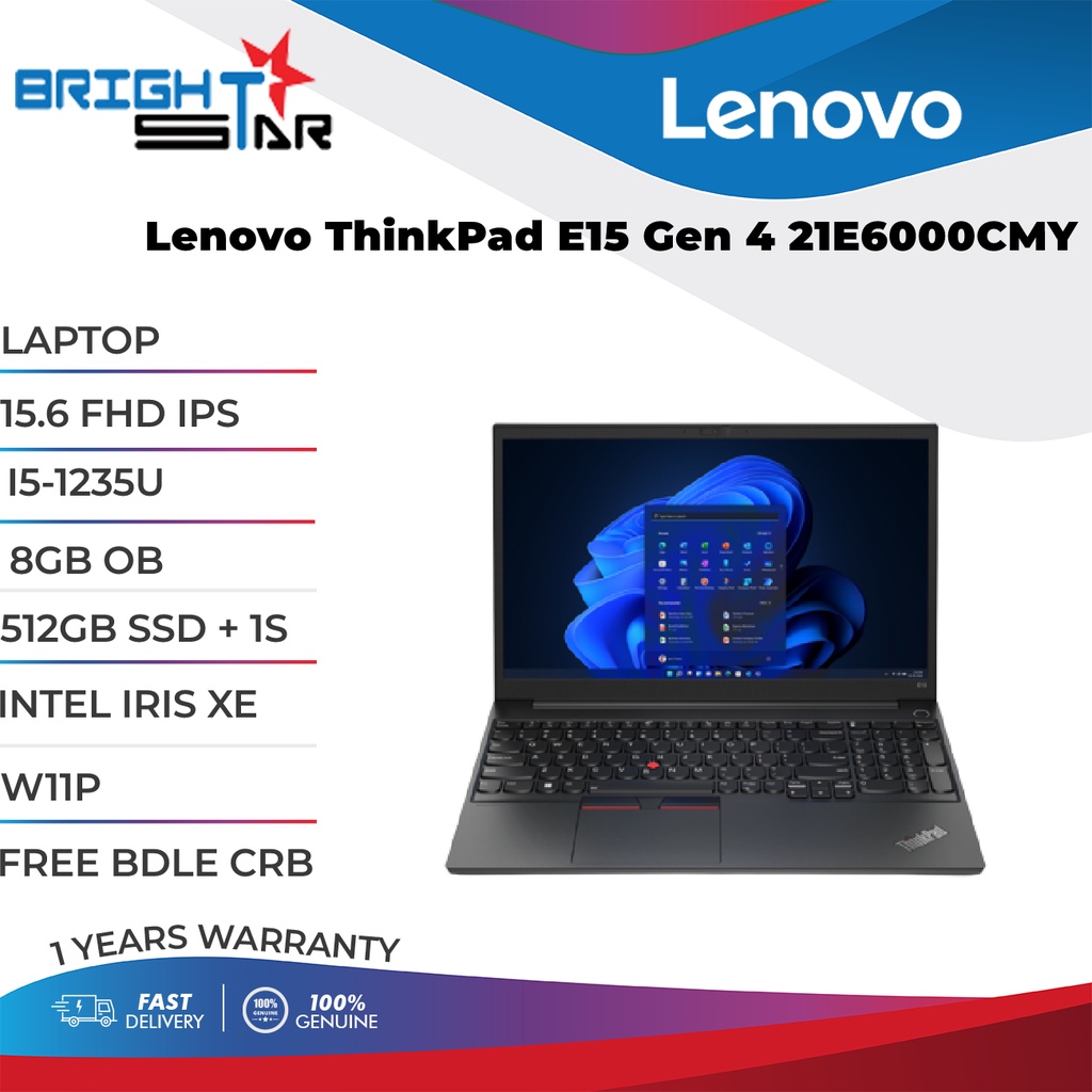 LAPTOP Lenovo ThinkPad E15 Gen 4 21E6000CMY (15.6 FHD IPS / I5-1235U / 8GB OB / 512GB SSD + 1S ...