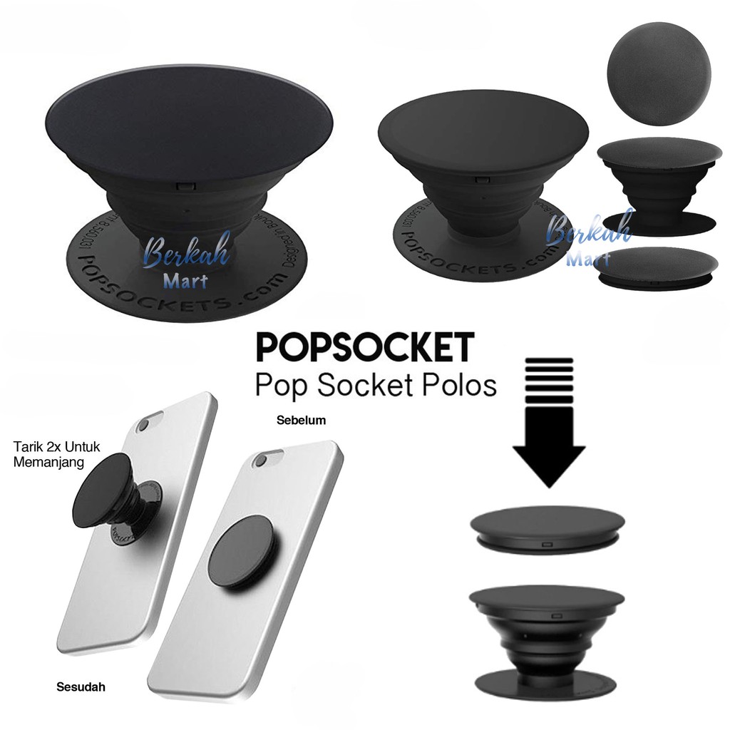 Pop SOCKET BLACK POLOS RING HOLDER POLOS STAND POLOS | Shopee Malaysia