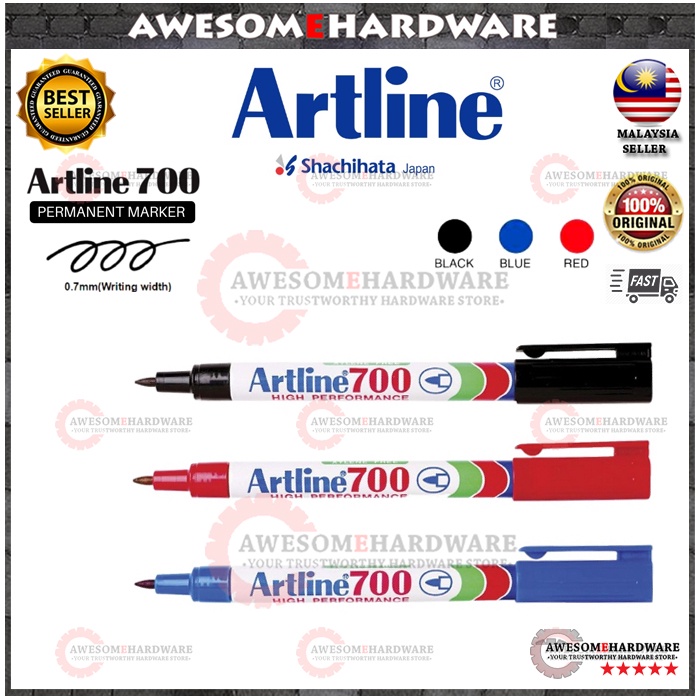 (0.7MM) ARTLINE EK-700 EK700 700 MARKER PEN (BLACK, BLUE, RED) | Shopee ...