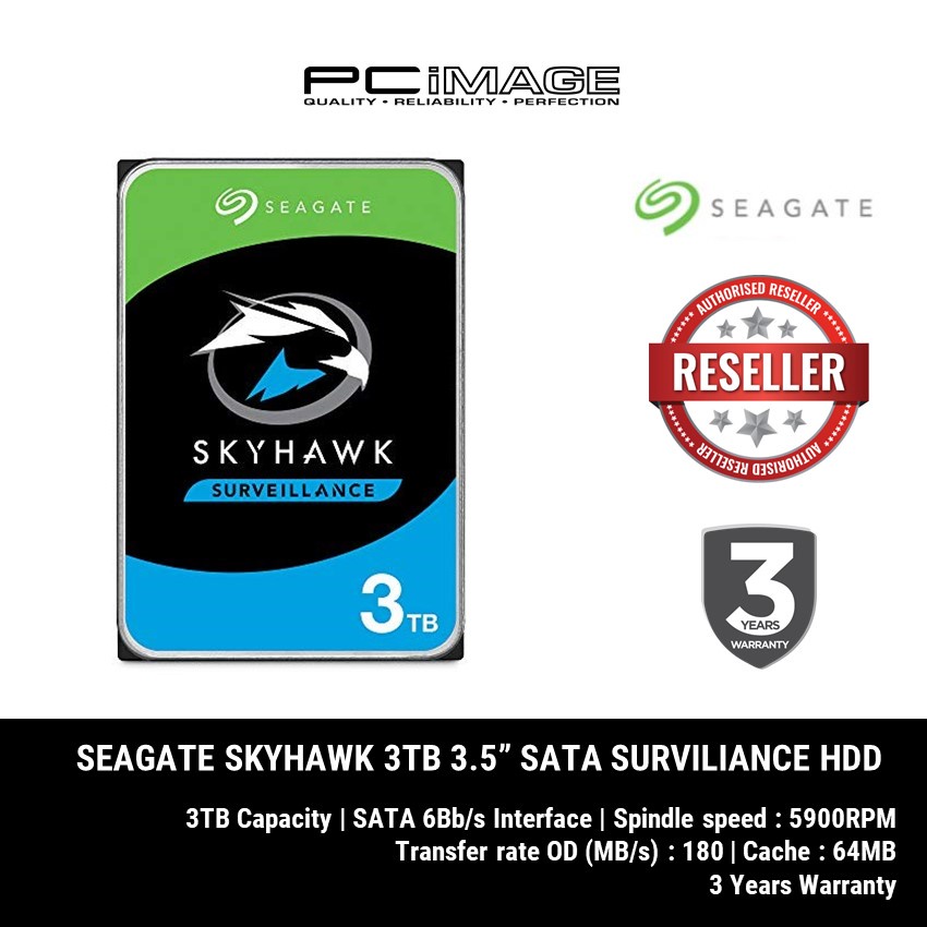 SEAGATE SKYHAWK 3TB 3.5" SATA SURVEILLANCE CCTV INTERNAL HARD DISK HDD ...