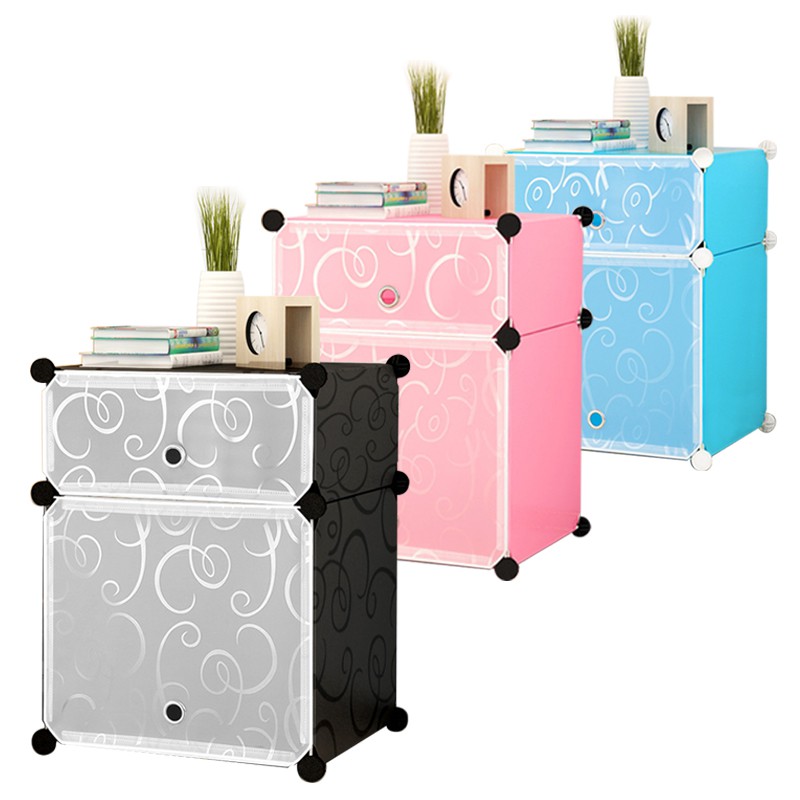 Free Gift~ Korean DIY 2 Cube Cabinet Bedside Table Cloth Cube Cabinet ...