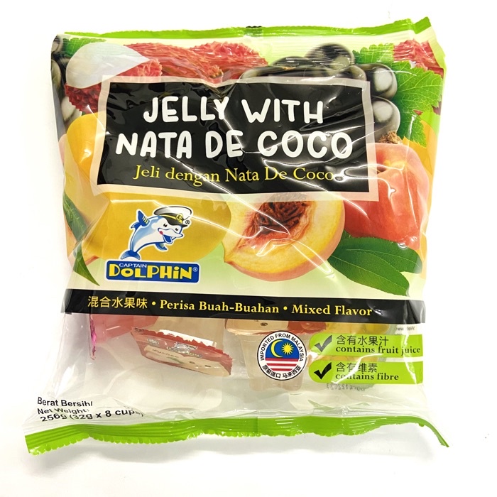 256g CAPTAIN DOLPHIN JELLY WITH NATA DE COCO (32g x 8cups) | Shopee ...