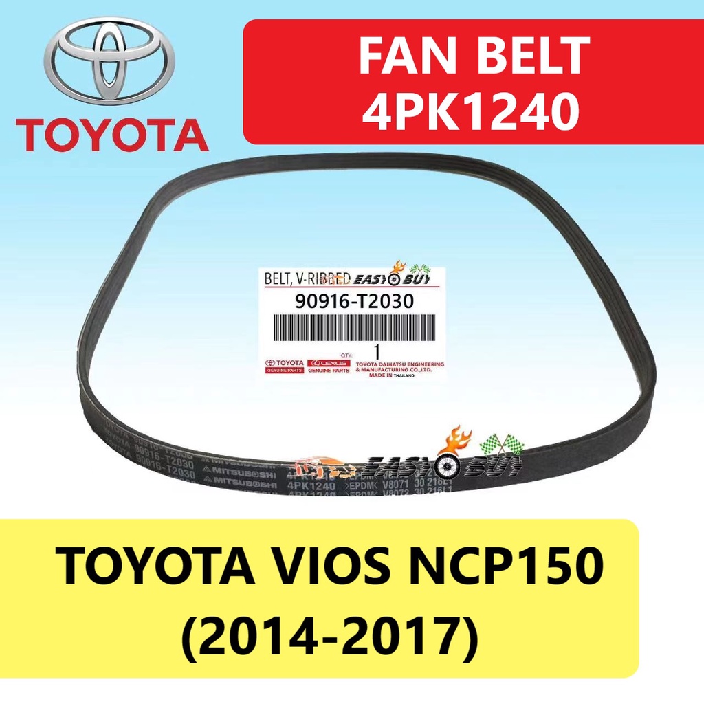 (100%ORIGINAL) TOYOTA FAN BELT - TOYOTA VIOS NCP150 (2014-2017) 4pk1240 ...