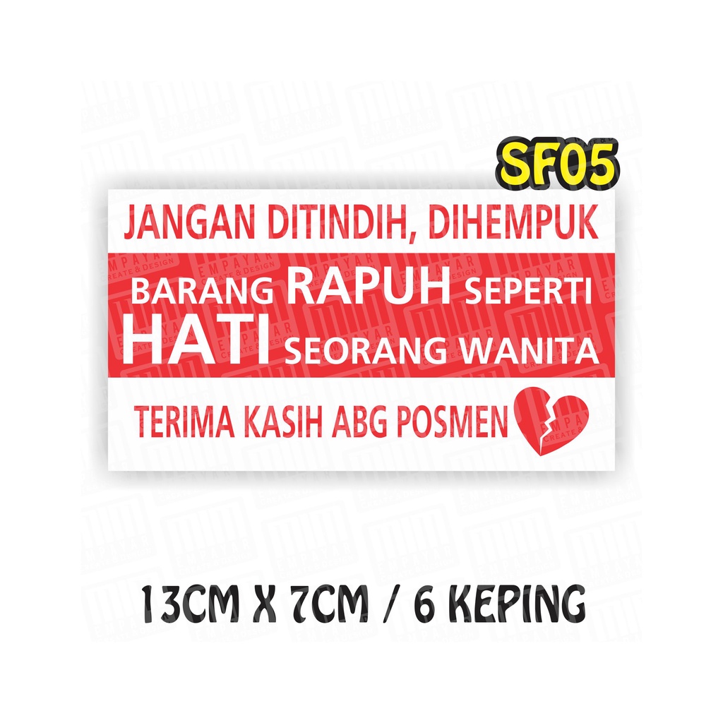 Sticker Fragile / Sticker Ikan Hidup / Sticker Pokok Hidup / Stiker ...