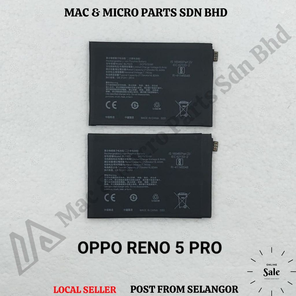 OPPO RENO 5 PRO PREMIUM QUALITY BATTERY MODEL BLP823 (2175mAh) | Shopee ...
