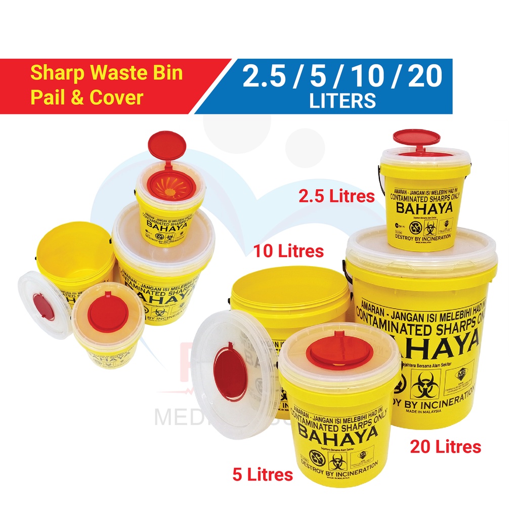 Sharp Waste Bin Pail & Cover Needle Box Insulin Syringe / Clinical Dusbin / Tong Sampah Jarum2 ...