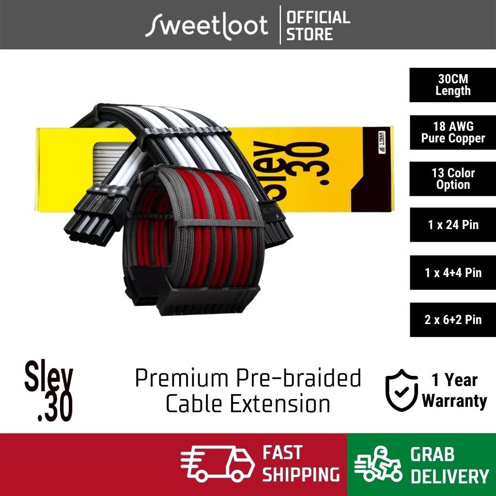 Aigo darkFlash SLEV.30 Premium Pre-Braided 18AWG PSU Sleeved Extension ...