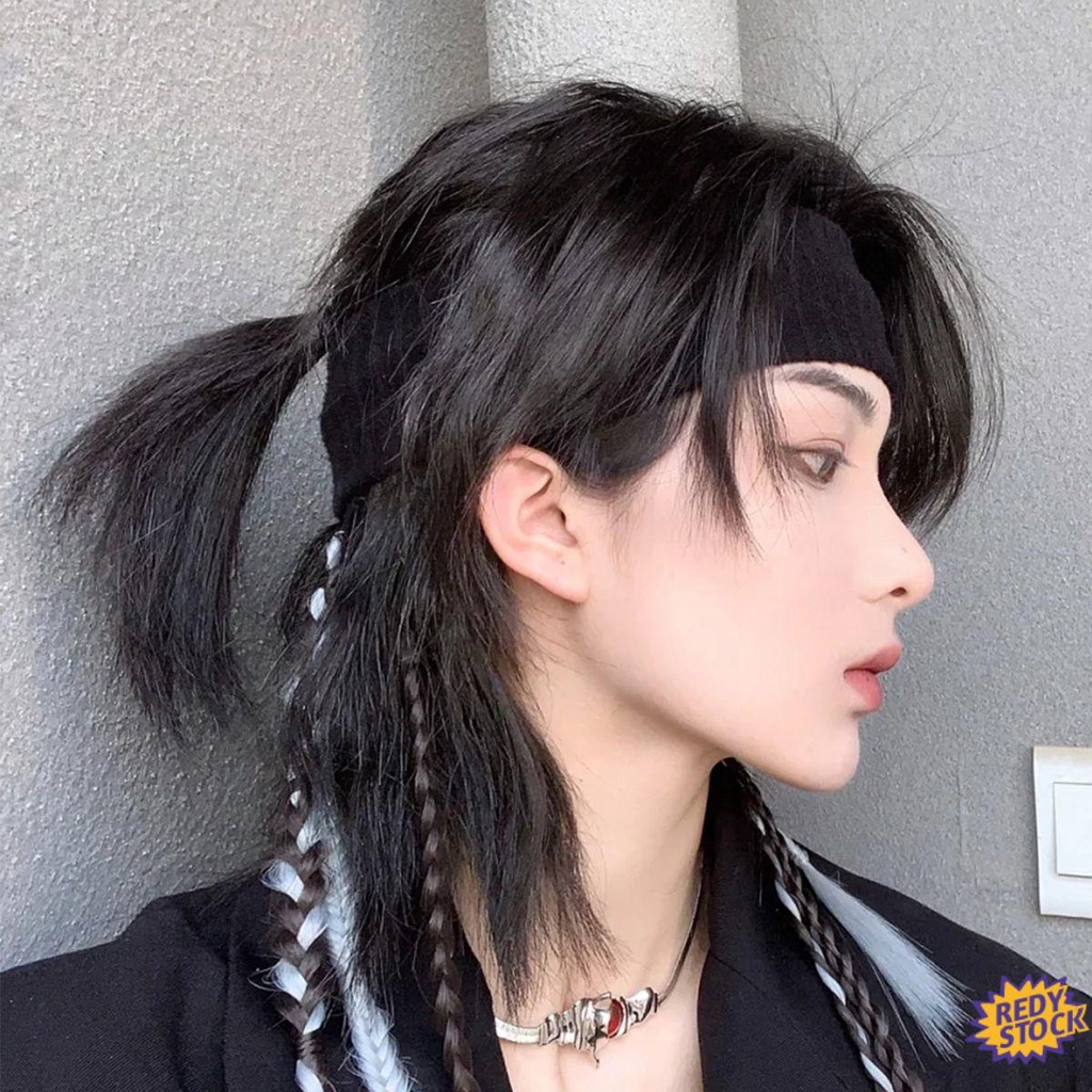 【100%human hair】rambut palsu lelaki bahan sebenar Wig men and women ...