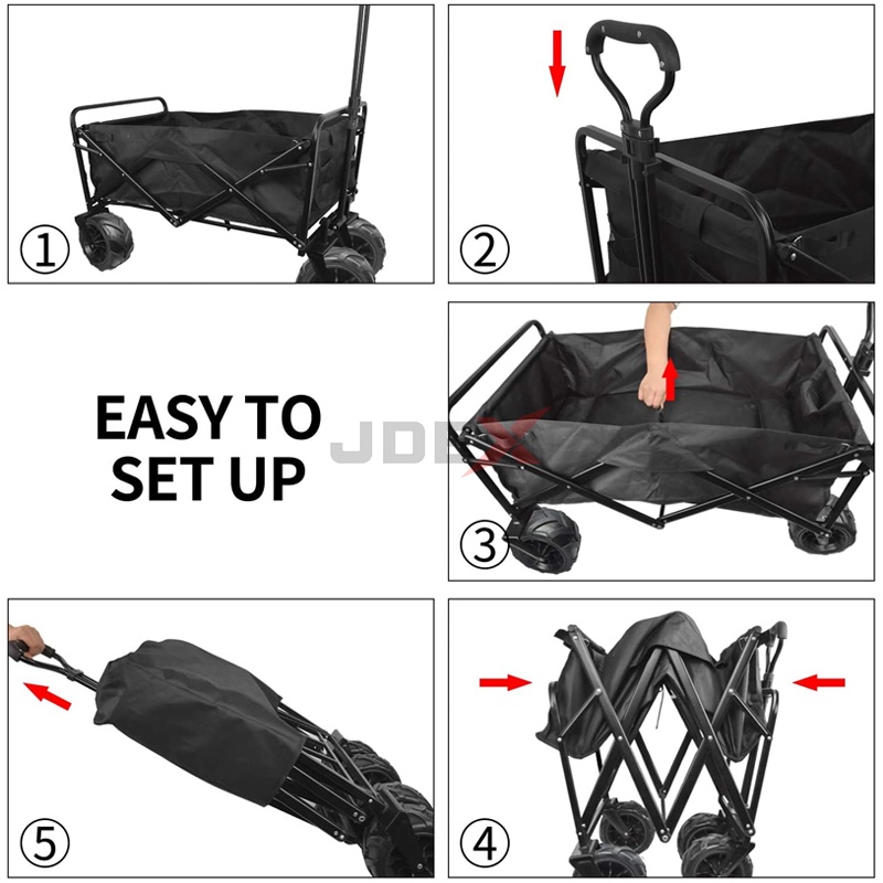 JDEX Foldable Camping Wagon Outdoor Trolley Stroller Camping Portable ...