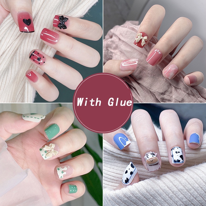 NEW Fashion Trend 24pcs/box DIY Leopard Print Fake Nails with Glue ...