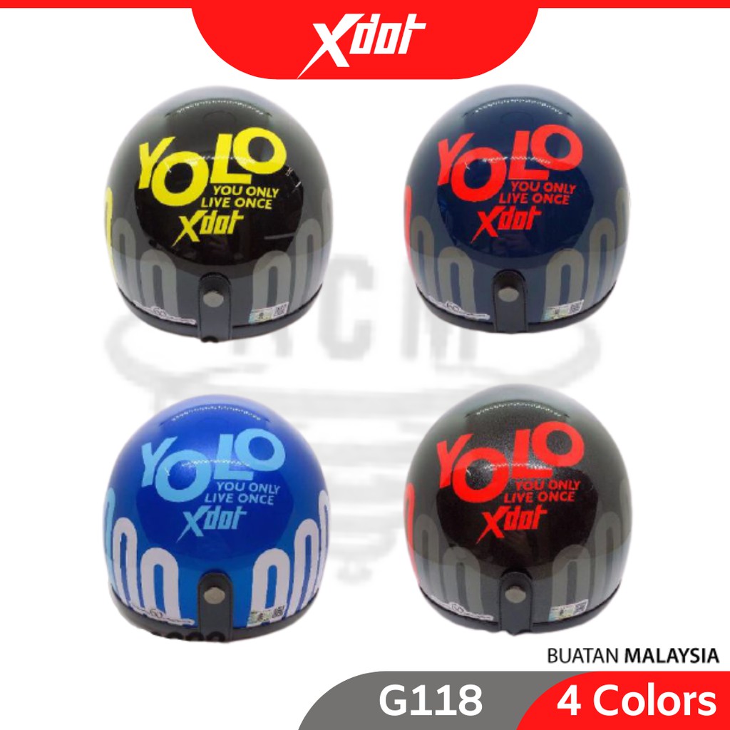 XDOT G118 YOLO You Only Live Once L Open Face Helmet Visor Motor ...