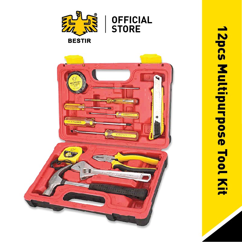 BESTIR | 12pcs Multipurpose Hardware Tool Kit Box | Set Alat Perkakasan ...