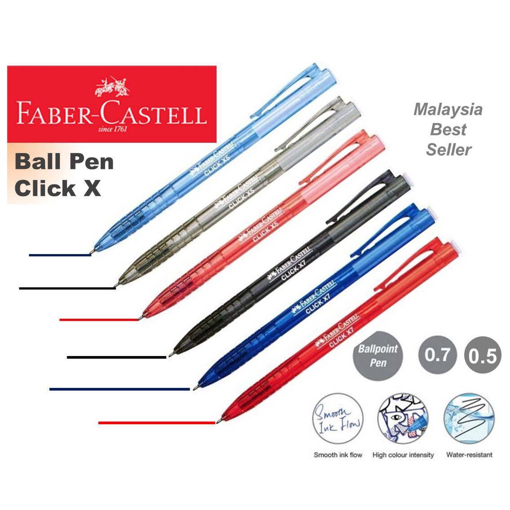 (Ready Stock) Faber-Castell Click X Ball Pen (Click X5 - 0.5mm 1425 / Click X7 - 0.7mm 1422 ...