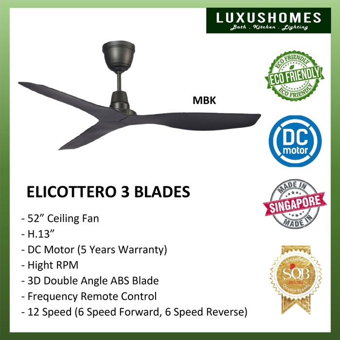FANCO Ceiling Fan ELICOTTERO Modern DC Motor F159 52" | Shopee Malaysia