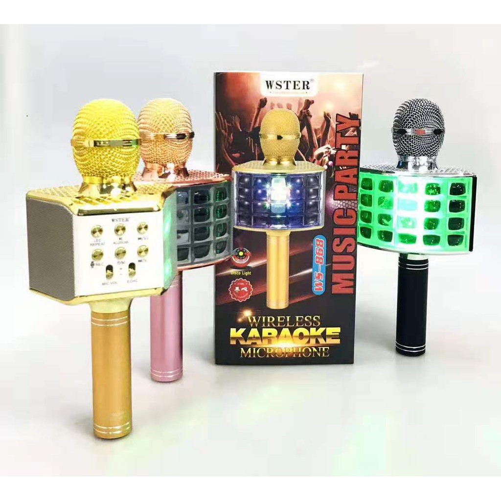 Original WSTER WS-868 Bluetooth Wireless Karaoke Microphone Speaker Support USB/TF | Shopee Malaysia