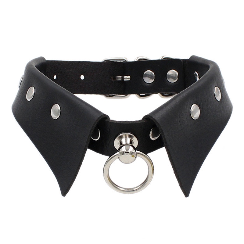 Black Leather Collar Choker Necklace Gothic Fashion Punk Cool Chocker ...