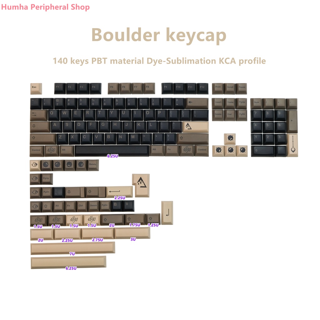 Boulder keycap 140 keys PBT material Dye-Sublimation KCA profile ...
