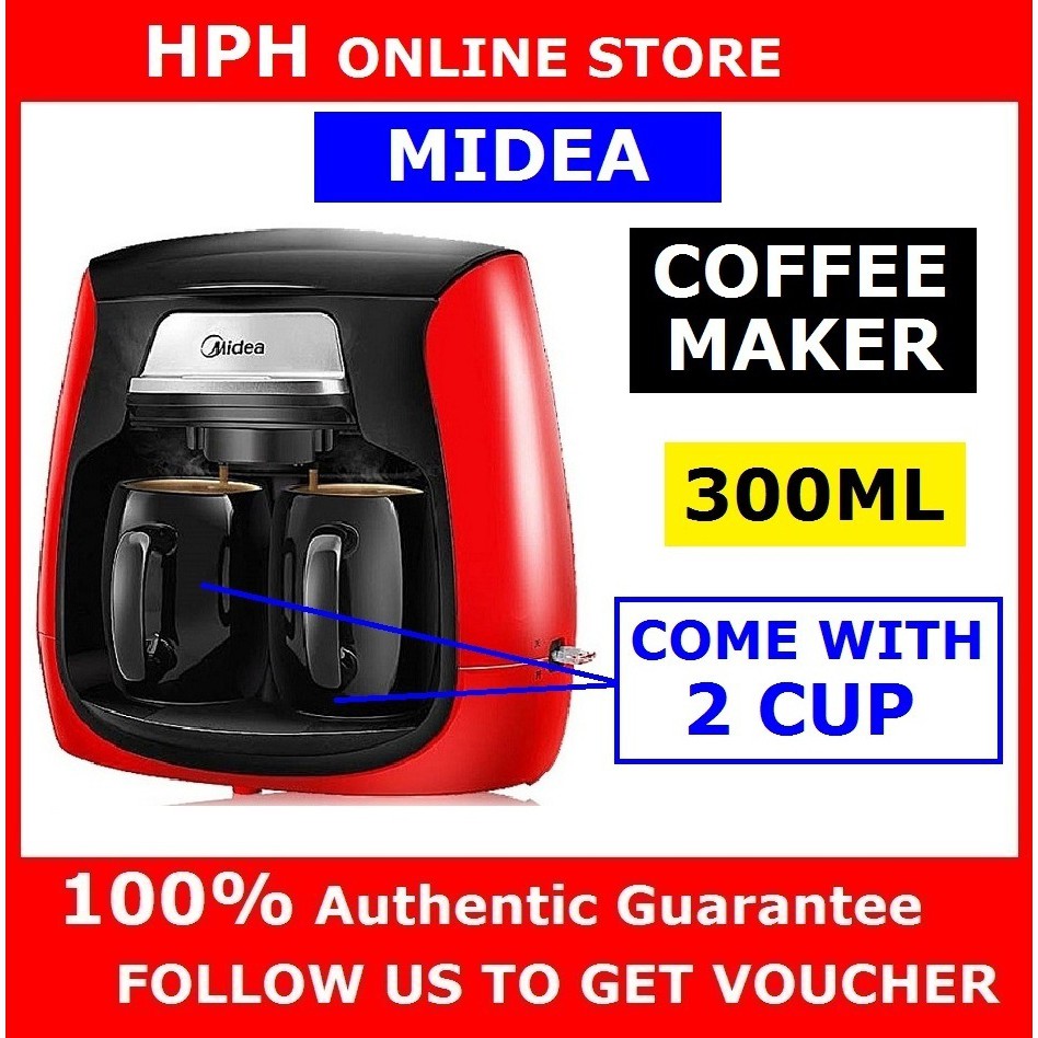 MIDEA 300ML COFFEE MAKER MESIN PEMBANCUH PENYEDUH KOPI MCM-D202 ...