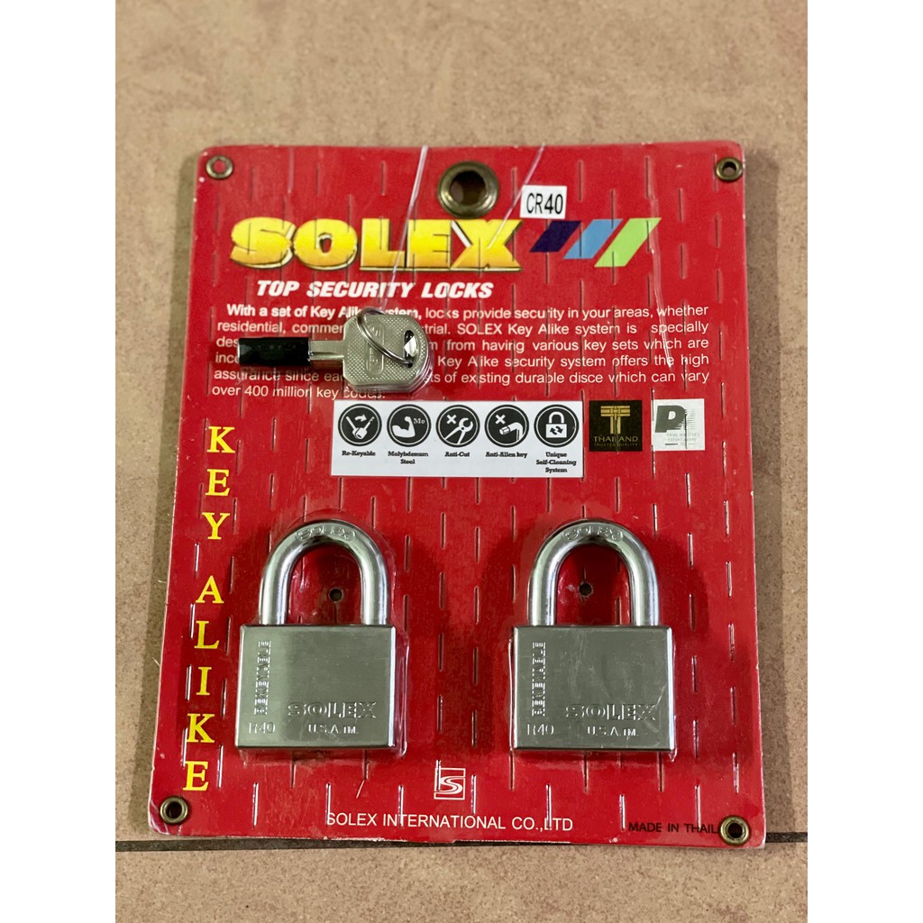[100% Original] SOLEX CR40 Heavy Duty PadLocks Set Key-Alike | Shopee ...