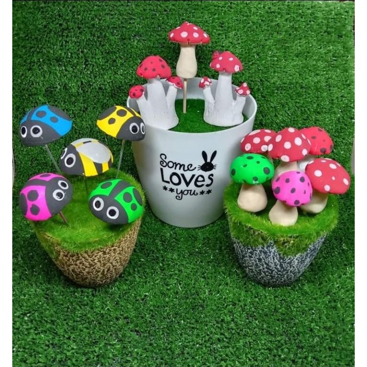 🐞🐞HIASAN BATU LADYBIRD MUSHROOM CENDAWAN🐞🐞Garden halaman decoration ...