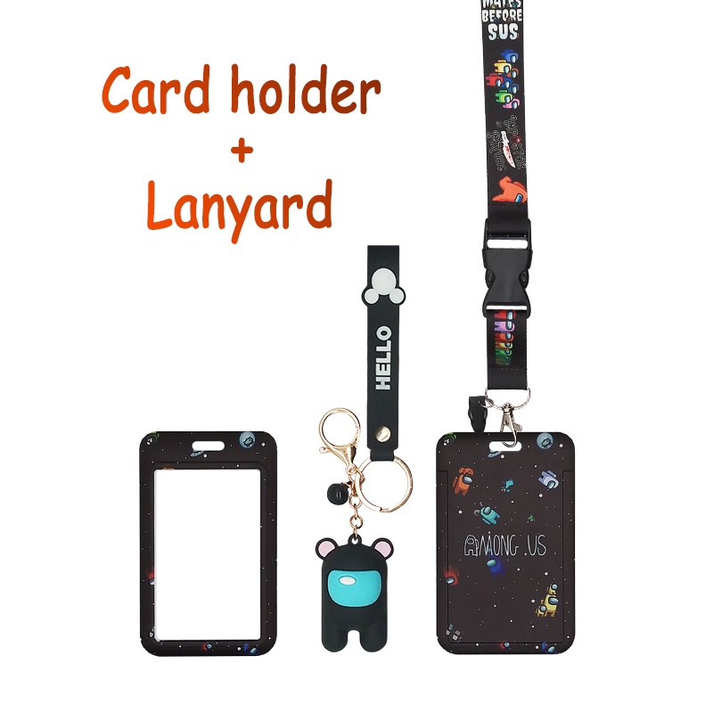 3 In 1 AmongUs Gaming Lanyard + Cartoon Card Holder + 3D Keychain For ...