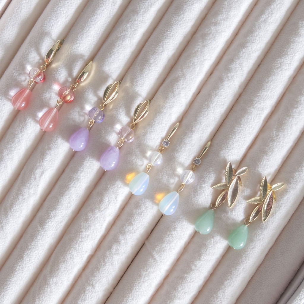 Candy Classy Handmade Natural Stone Gold Earring (5 designs) | Shopee ...