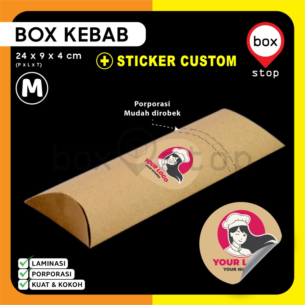 Kebab Dus Box Combo Package + Custom Logo Stickers (50 Sets) | Shopee ...