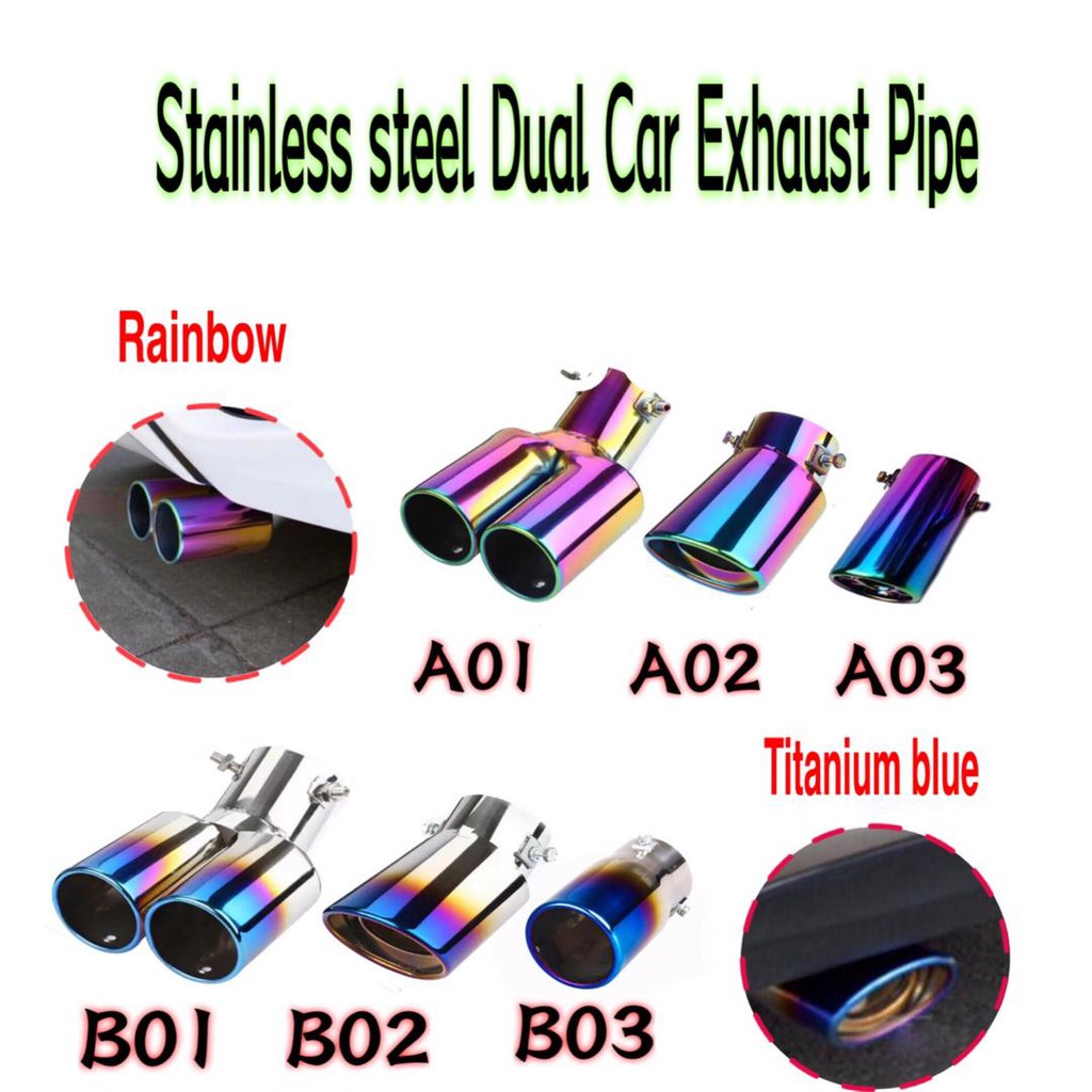 Exhaust tip titanium blue plug and play tail pipe axia myvi alza wira ...