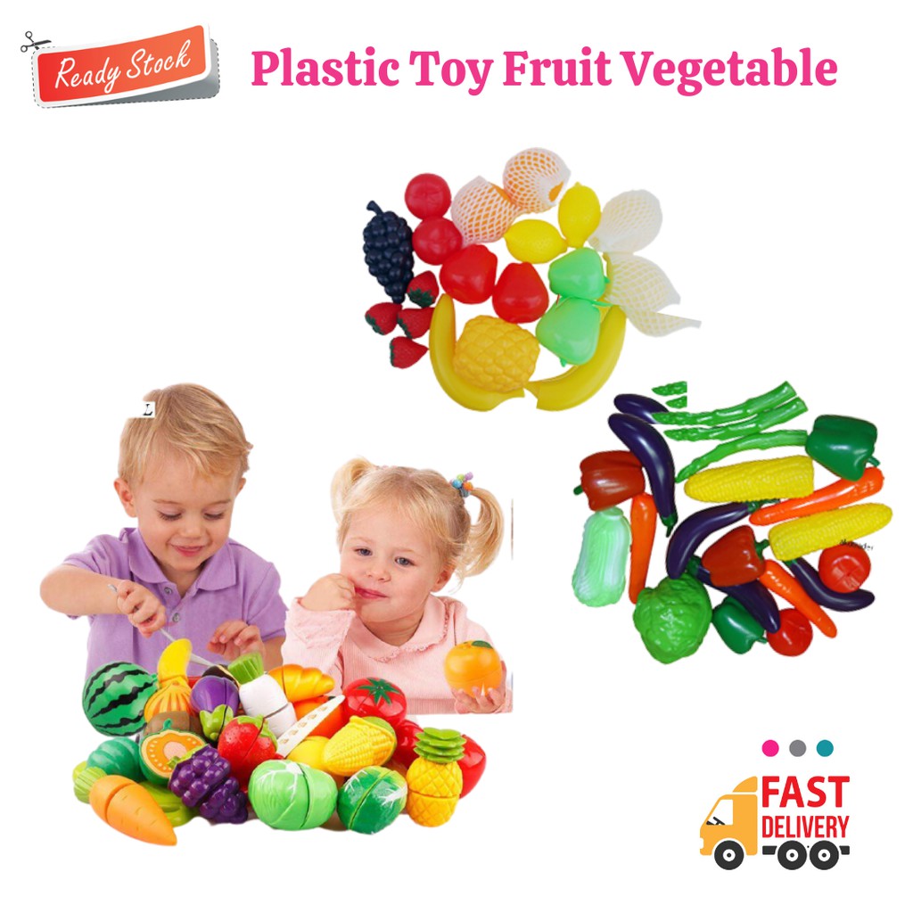 20pcs Buah Plastik Plastic Fruits Vegetables Toy For Children Kids Baby ...