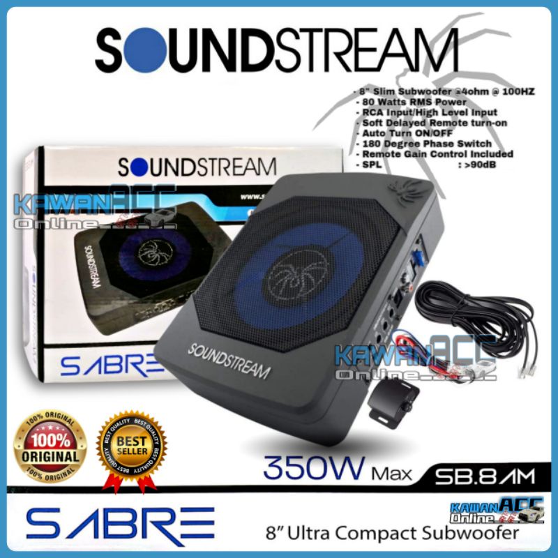 SOUNDSTREAM 8 inch Ultra Compact Subwoofer SB.8AM Active Subwoofer Buit ...