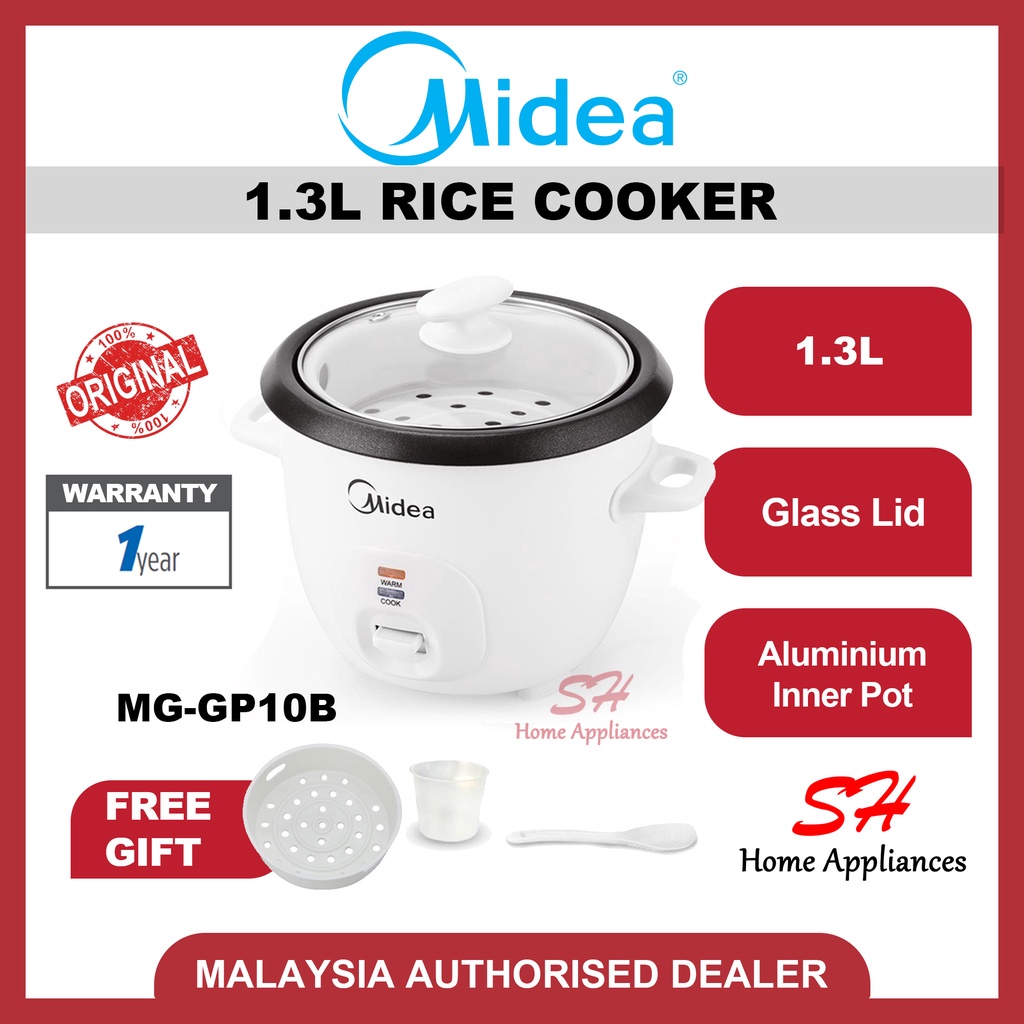Midea 1.3L Conventional Rice Cooker MG-GP10B with Glass Lid | Shopee ...