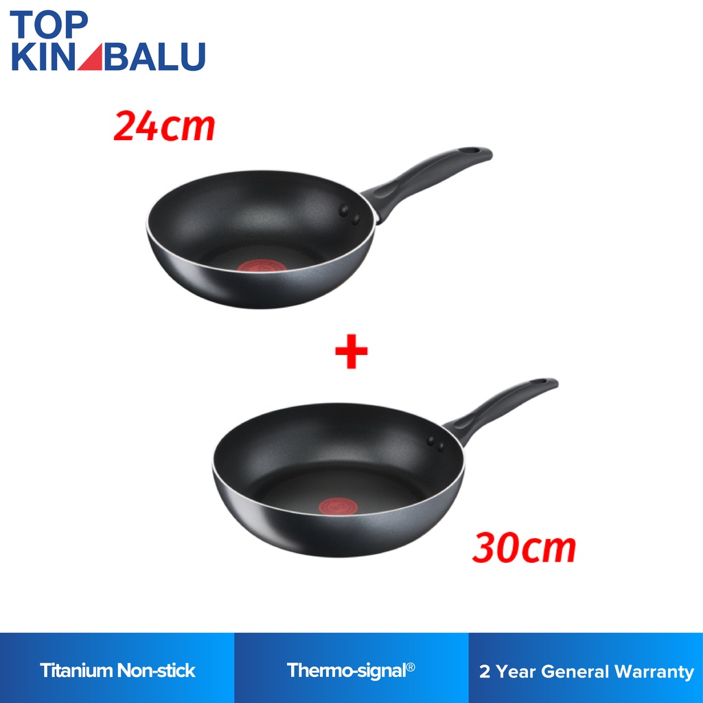 TEFAL B22507+ B22504 COOK & CLEAN BUNDLE SET FRYING PAN (30CM & 24CM ...