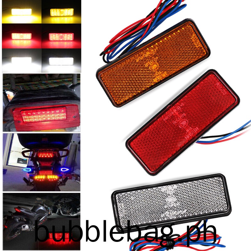 12V Reflector Rear Tail Brake Red White Amber LED Signal Lights ...