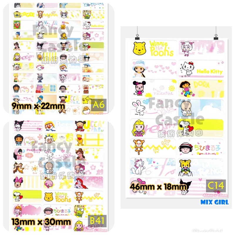 Mix Girl Cartoon Name Sticker | Shopee Malaysia