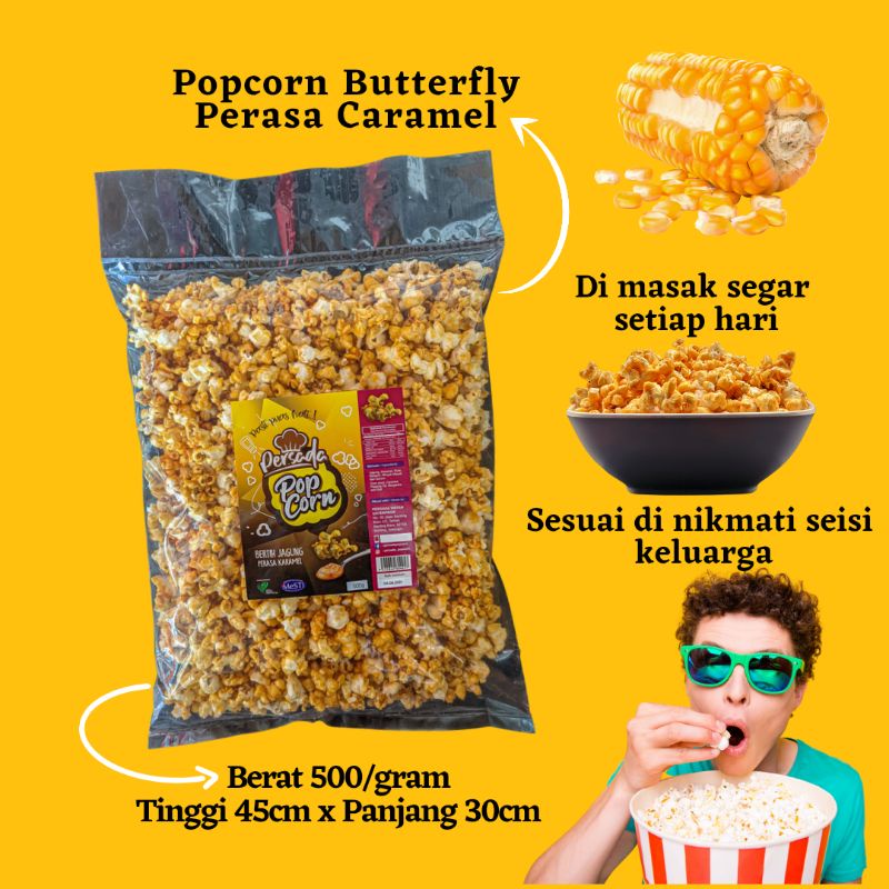 Popcorn Butterfly Perisa Caramel 500gram. | Shopee Malaysia