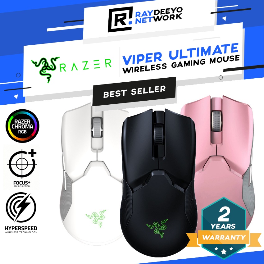 Razer Viper Ultimate RGB Wireless Gaming Mouse (Black/White/Pink ...