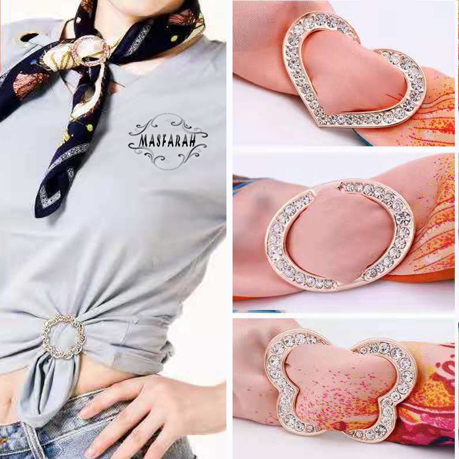 High Quality Multi-use Full Rhinestone Scarf Ring Scarf Buckle Clip ...