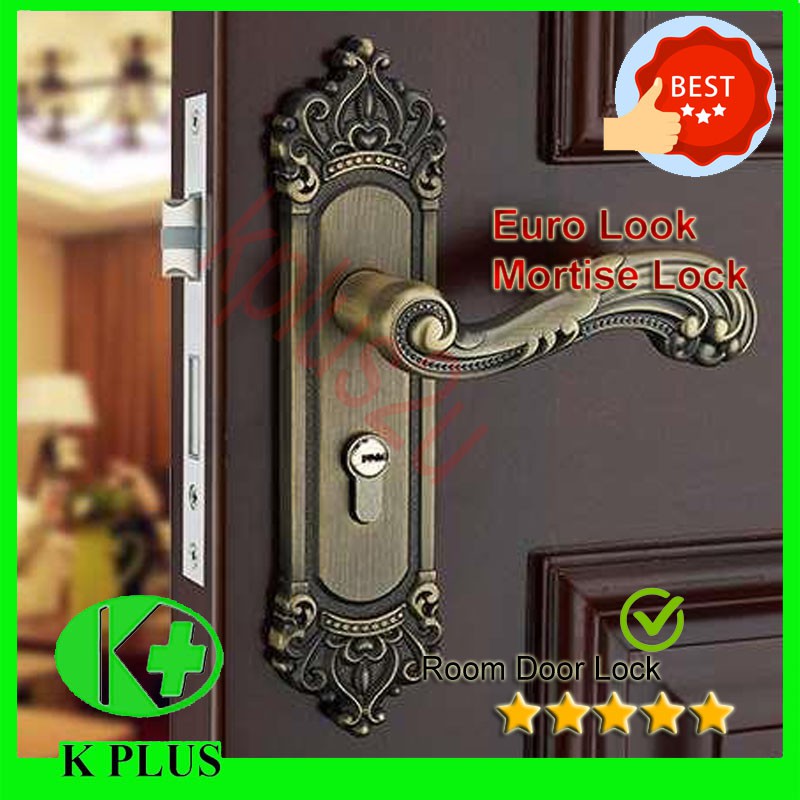 Door Lock Mortise Lock Euro handle Room Door Lock Kunci bilik kamar 房门锁 ...