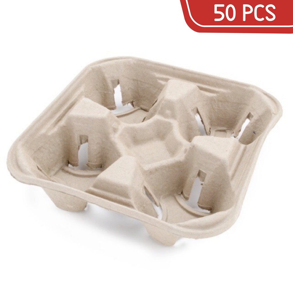 Disposable Cup Holder Tray For 4 Cups (25 PCS Or 50 PCS) | Shopee Malaysia