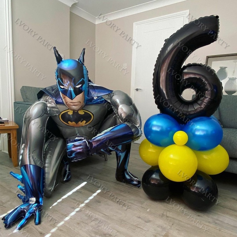 3D Batman Number Aluminum Foil Balloons Set Batman Birthday Party Decoration Baby Shower ...