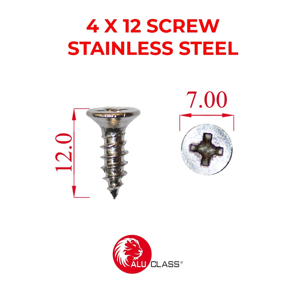 (Bundle of 100) 4 X 12 mm Stainless Steel Flat Head Tapping Screw ...