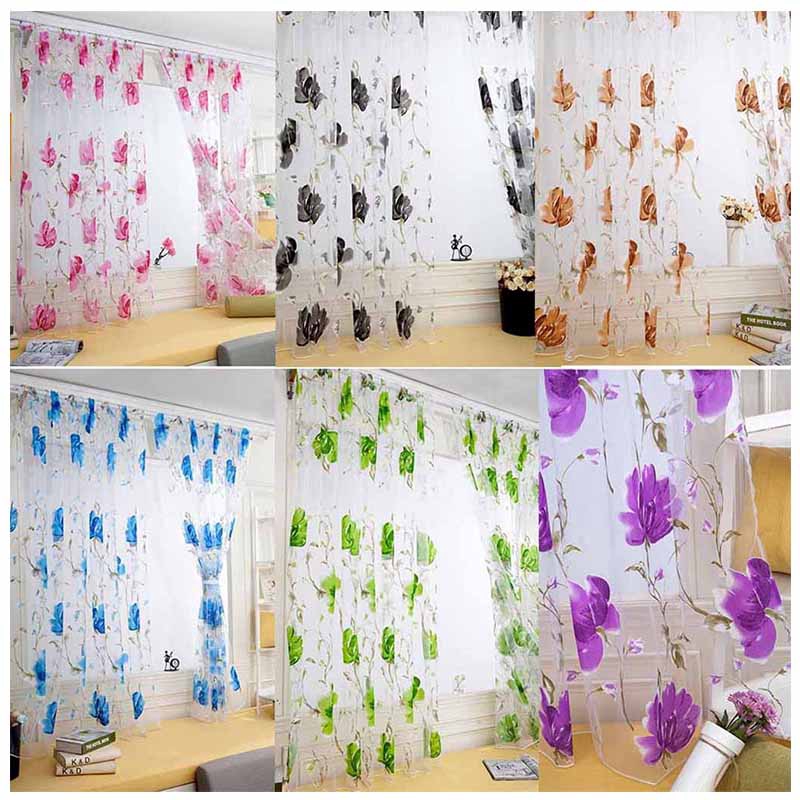[6 Warna] LANGSIR BUNGA CANTIK / Day Curtain Vine Leaf Flower Sheer ...