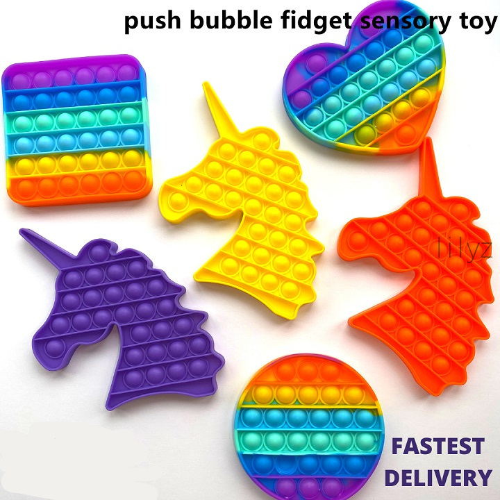 Unicorn Pop It Toy Round Fidget Toys Push Pop Pop Bubble Relief Stress ...