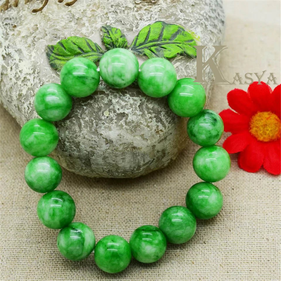 HIJAU Natural green jade Burmese flower bracelet 6/8/10/12mm Original ...