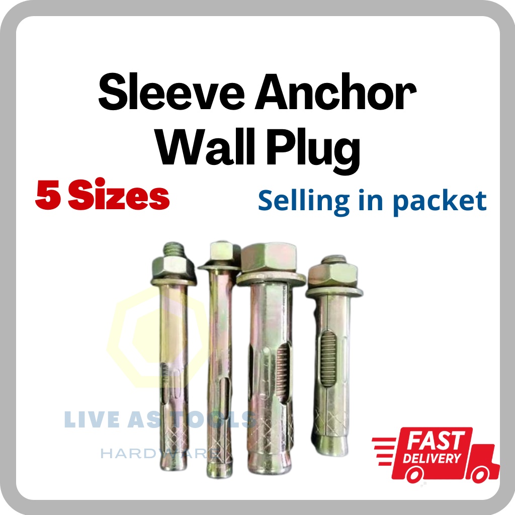 Sleeve Anchor Wall Plug With Flange Nut/ PJ Anchor / Wall Plug Besi 8mm-16mm | Shopee Malaysia