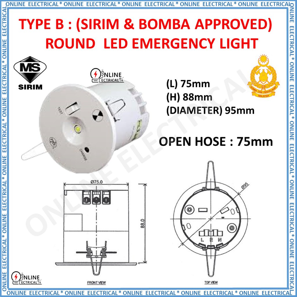 LED Emergency Light ( Recessed Type ) | Shopee Malaysia