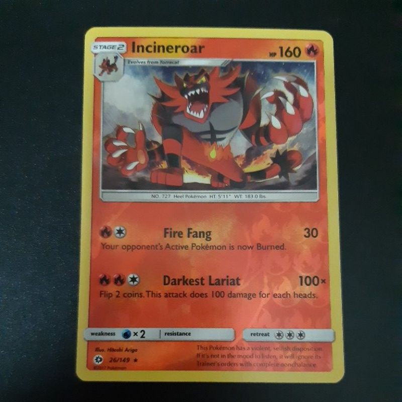 Pokemon Card TCG : Incineroar 26/149 (REVERSE HOLO) 100% Original ...