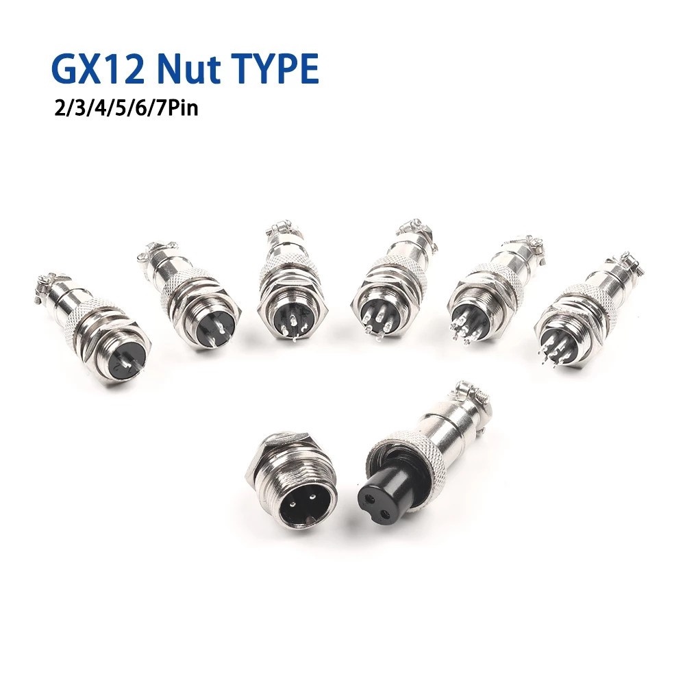 1 set of gx12-2 / 3 / 4 / 5 / 6 / 7-pin male and female 12mm diameter wire panel connector ...